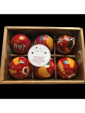 Christmas Holiday | Holiday | Paper Mache Ornament Round Balls ...